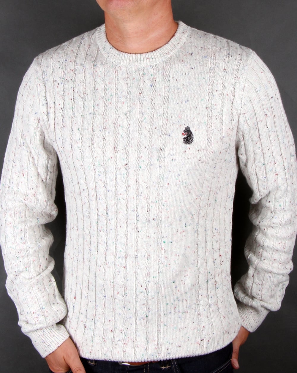 Luke Horton Cable Knit Jumper Antique White – 80's Casual Classics