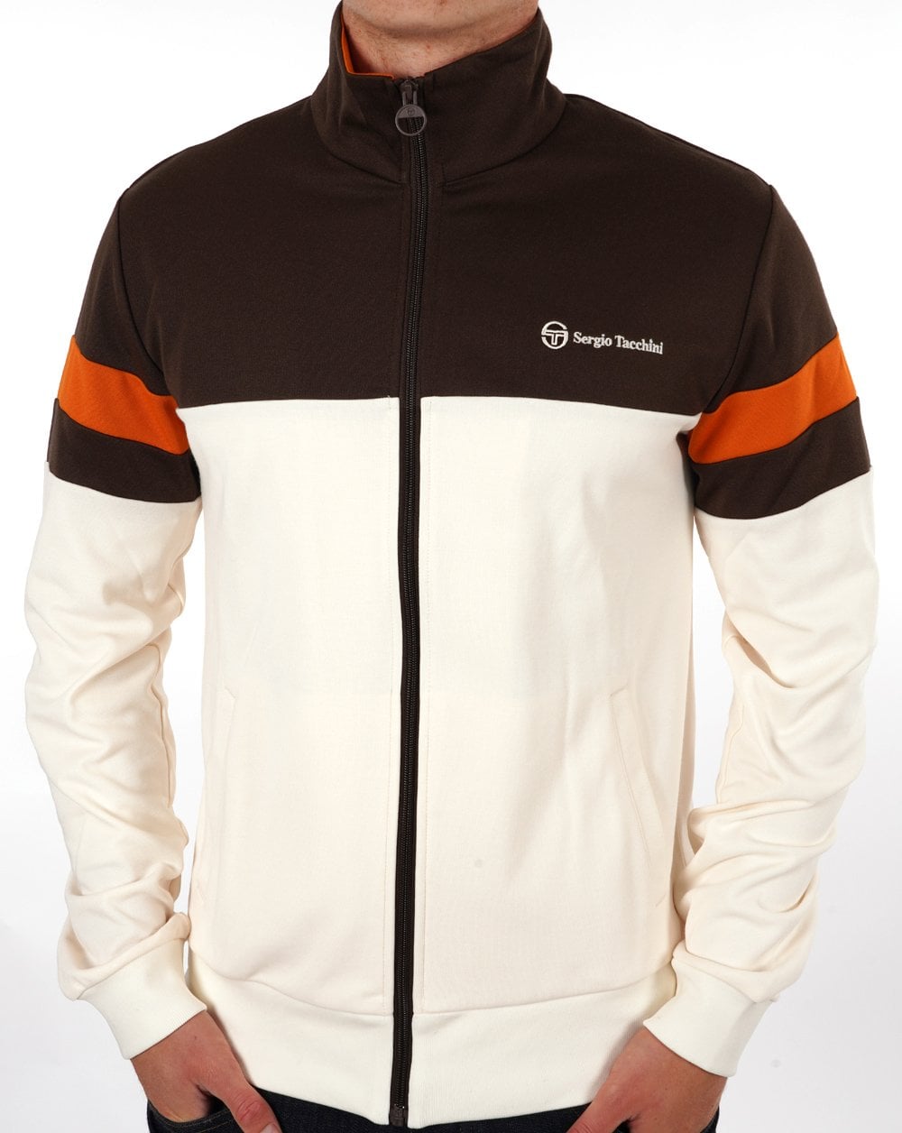 Sergio Tacchini Split Track Top Gardenia Dk Coffee – 80s Casual Classics